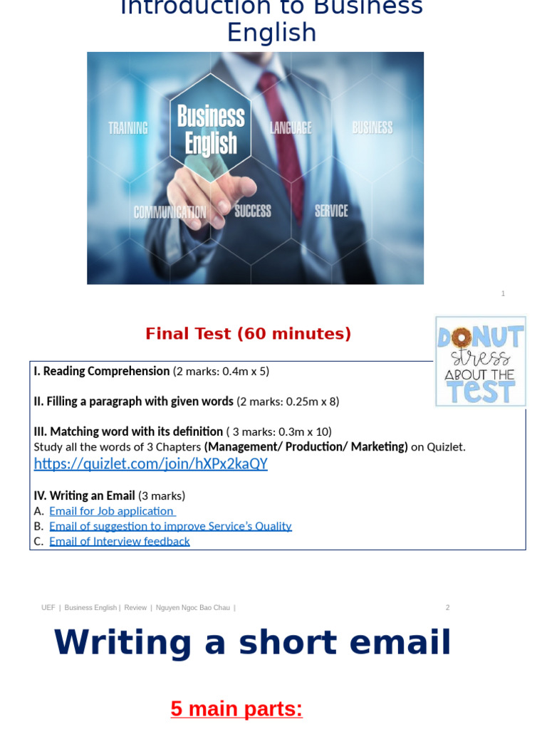Introduction To Business English - Final Test - Review - Chau Nguyen | PDF