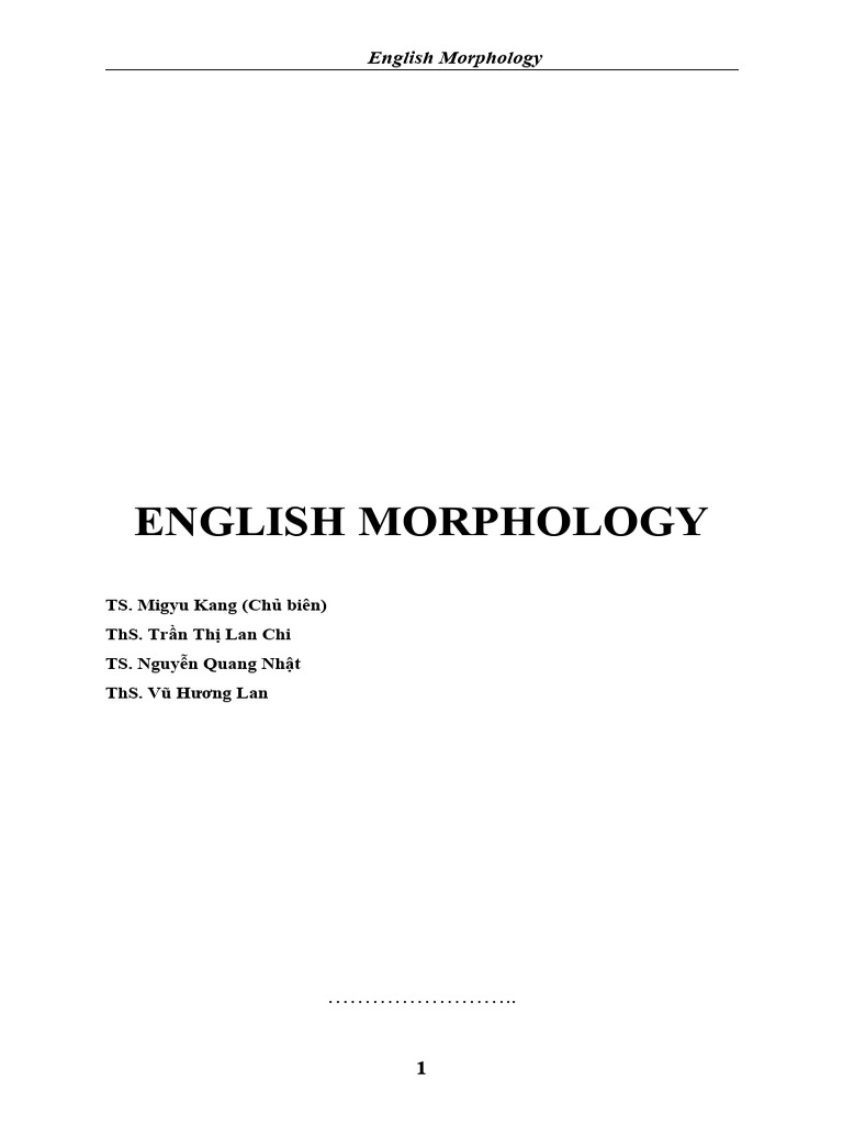 English Morphology - Chapter 1 - Part 1 | PDF