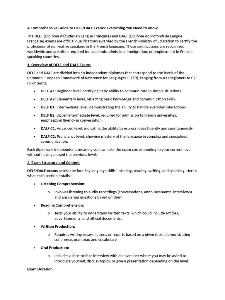 A Comprehensive Guide To DELF | PDF