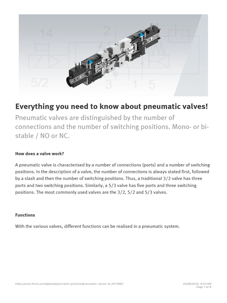 Pneumatic Valves - Festo GB | PDF