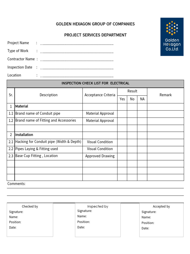 Electrical Checklist by GH | PDF
