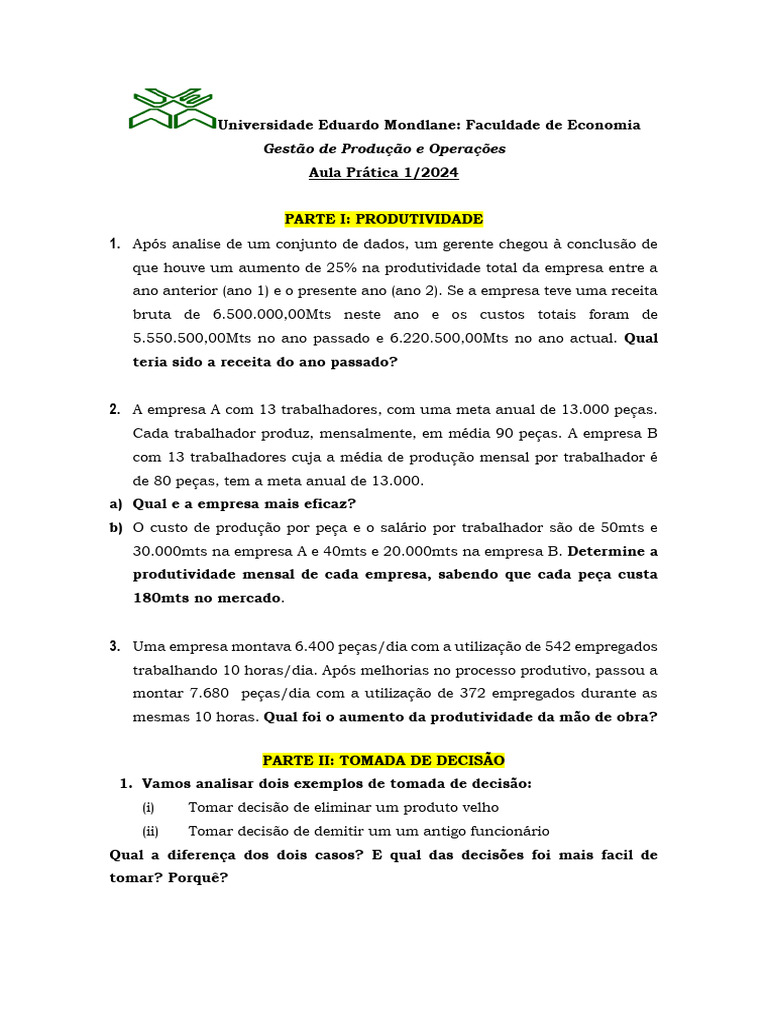 Aula Pratica 1-2024 | PDF