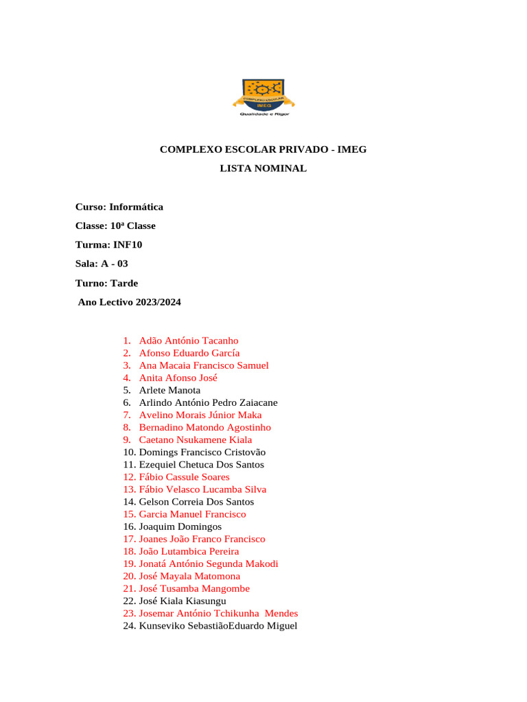 Lista Nominal Do Ensino Médio-1 | PDF