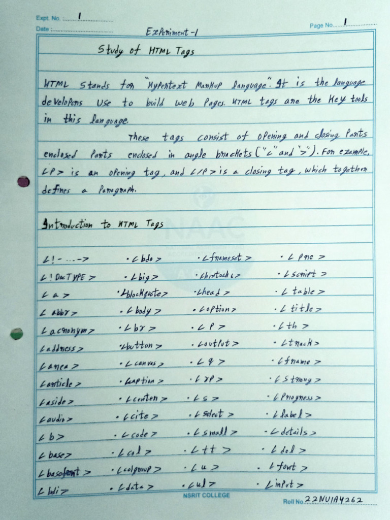 HTML Exp 1 | PDF