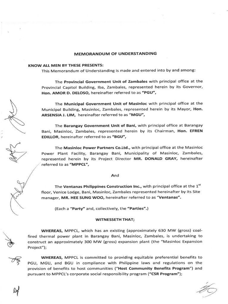 APPENDIX B Memorandum of Understanding With LGU | PDF