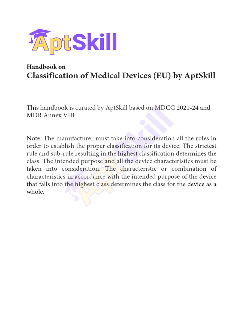 AptSkill - Handbook Classification of Non Invasive Medical Devices | PDF