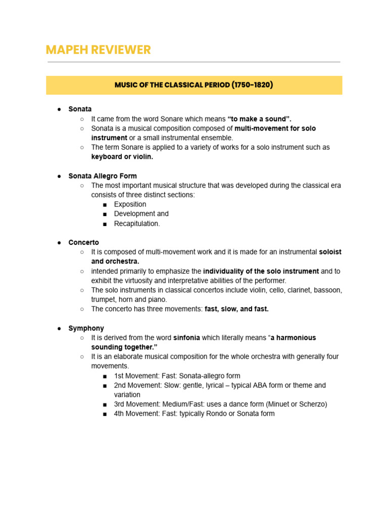 Mapeh Reviewer - 2ND Quarter | PDF