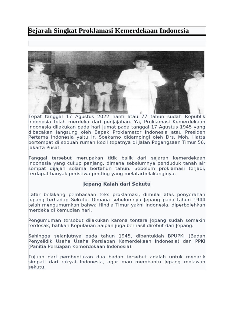 Sejarah Proklamasi Kemerdekaan RI | PDF | Sejarah