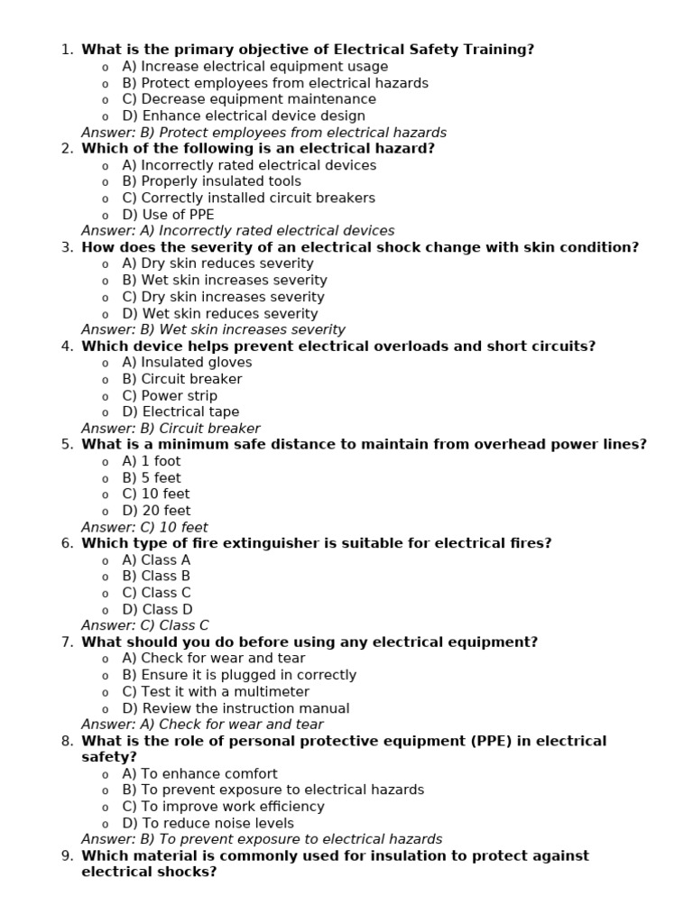 What Is The Primary Objective of Electrical Safety Training | PDF ...
