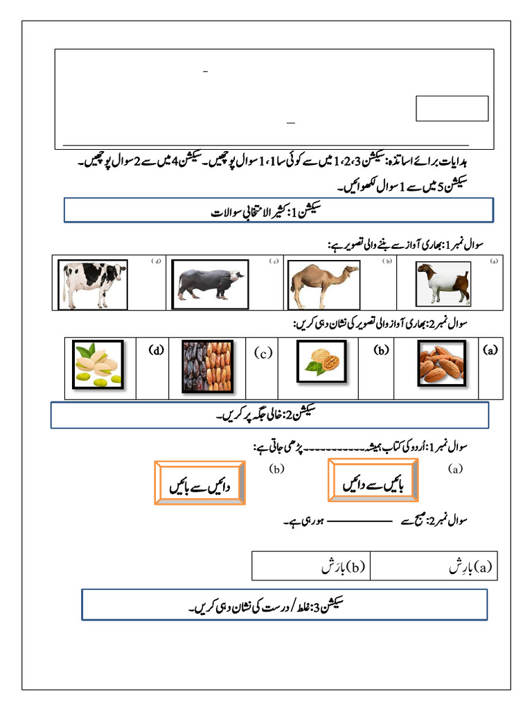 urdu G1 paper | PDF