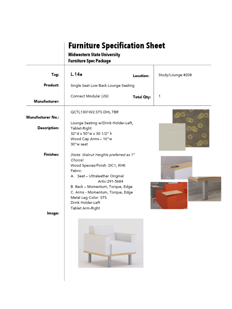 735 18 8192 Furniture Specification Sheet.41 | PDF