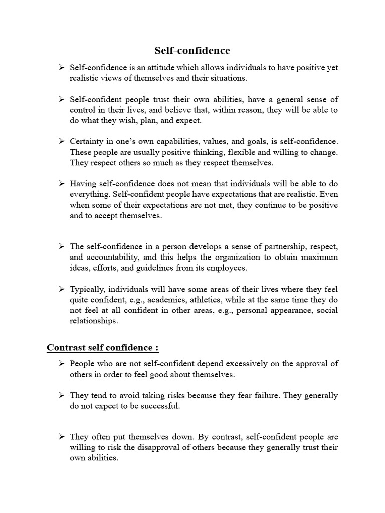 Self Confidence | PDF