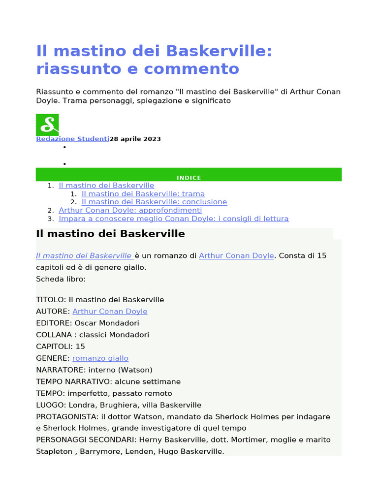 Il Mastino Dei Baskerville | PDF