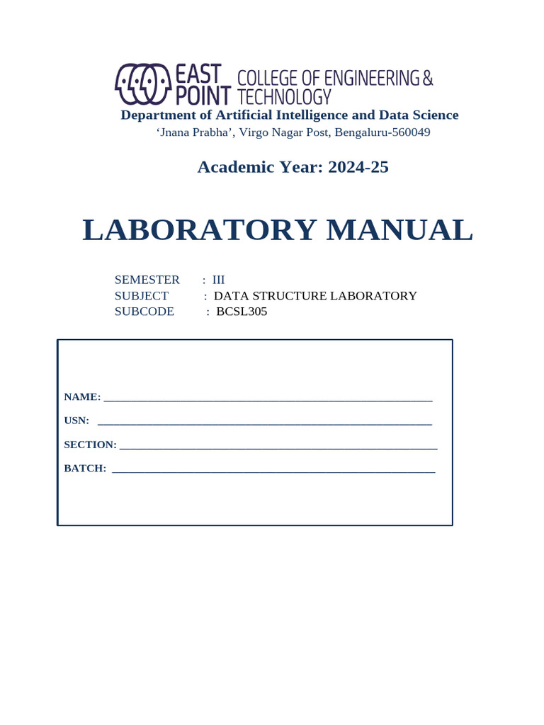 Bcsl305-Data Structure Lab Manual 2024-25 - Aids | PDF