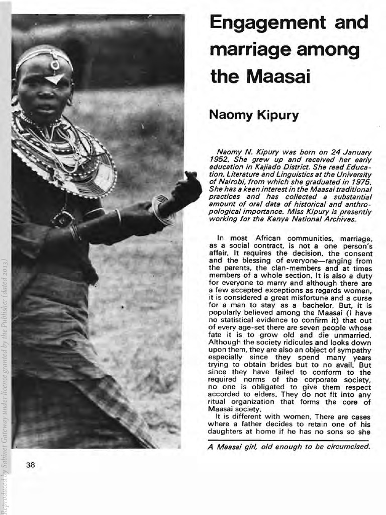 Kipury 1978 Engagement and Marriage Among The Maasai | PDF | Wedding | Marriage