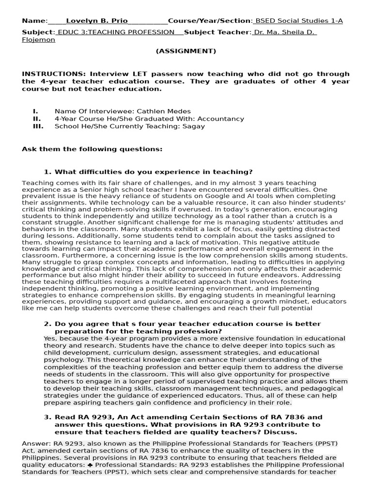 EDUC 3 Assignment Format | PDF