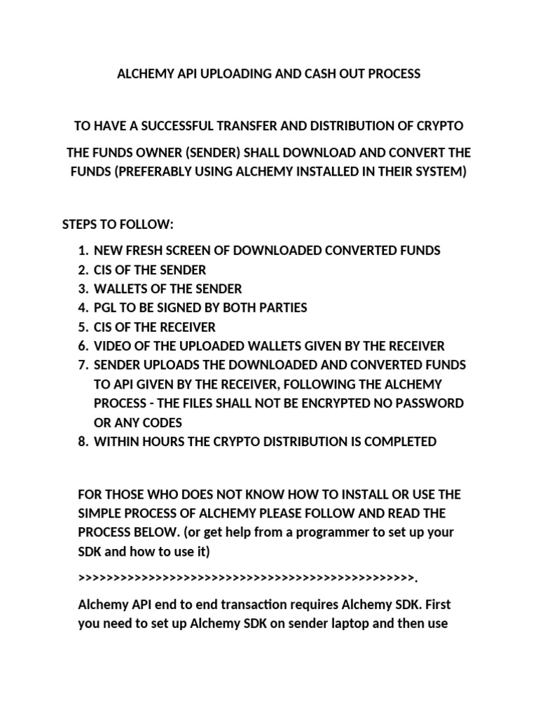 Alchemy API Uploading and Cash Out Process | PDF