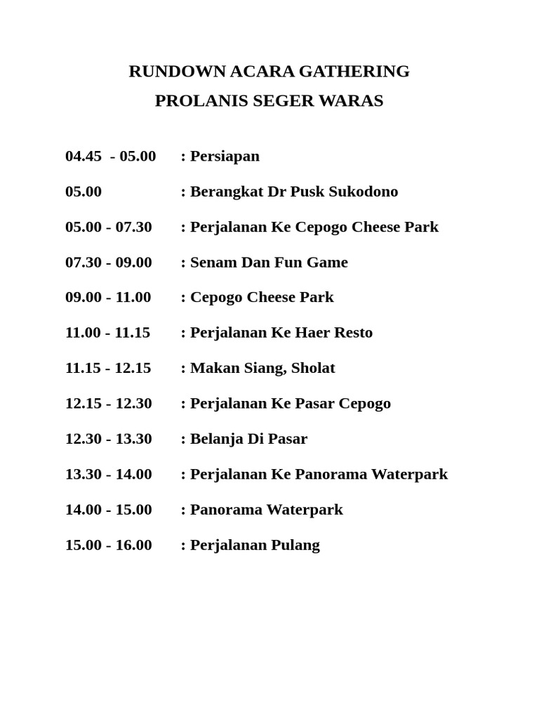 Rundown Acara Gathering | PDF
