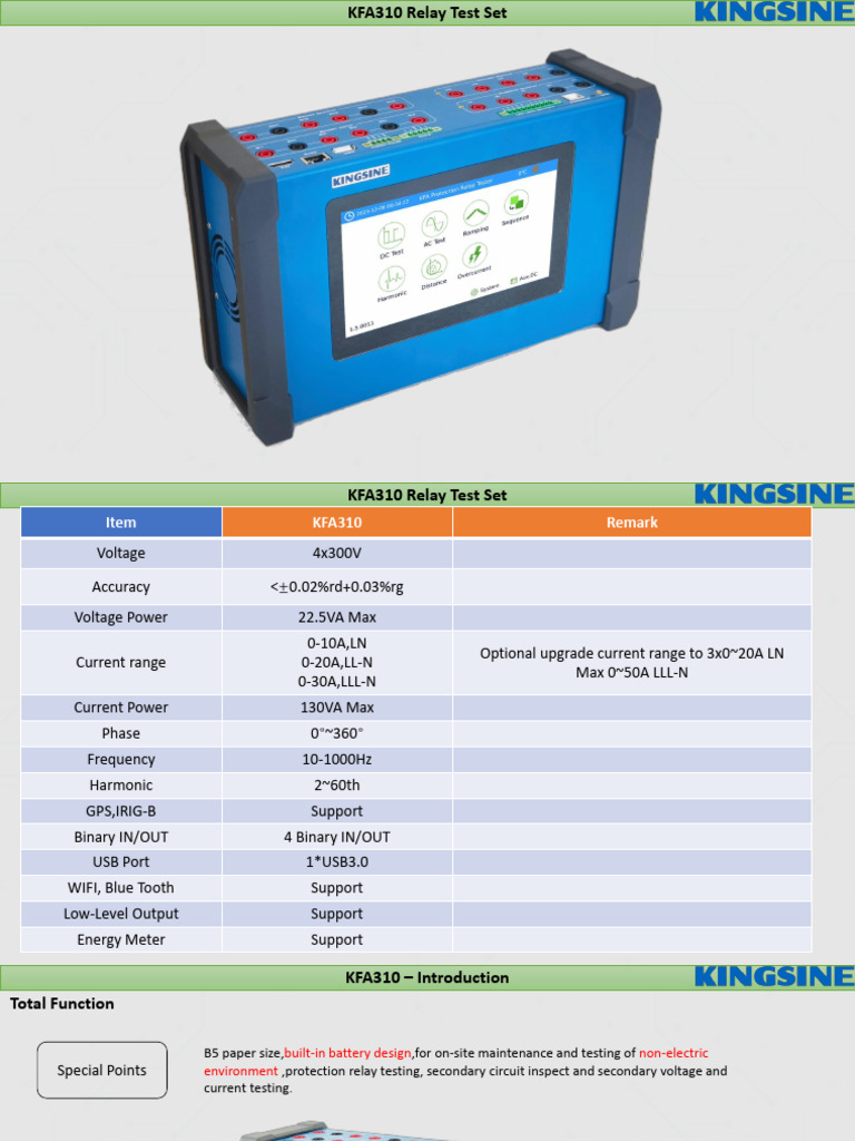 Kfa310 Mini Handheld Protection Relay Tester | PDF