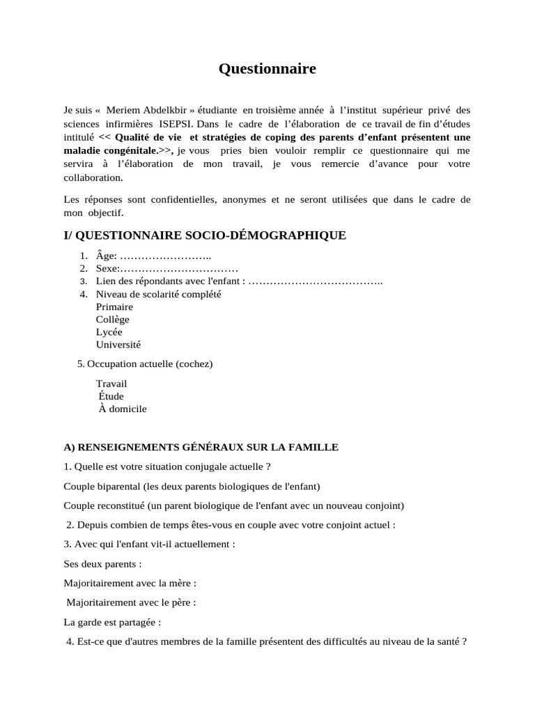 Questionnaire 2 | PDF