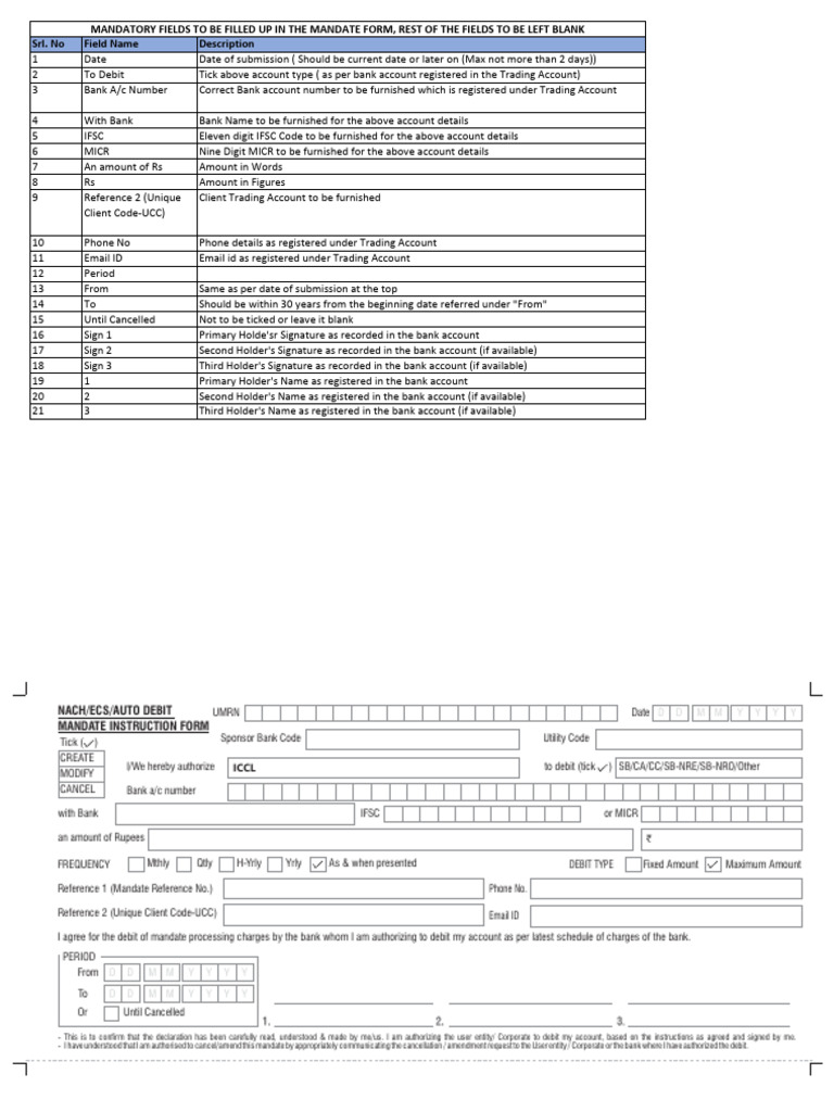 BSE Debit Bank Mandate Instruction and Form 16112023 | PDF