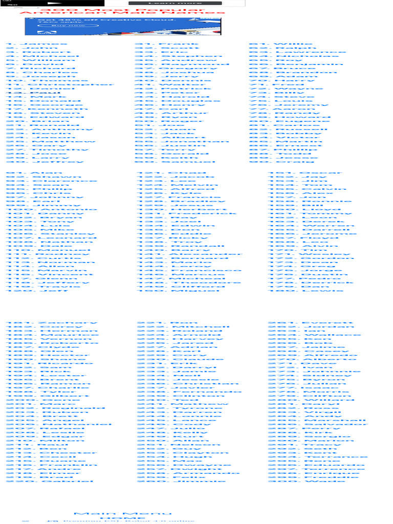 300 Most Popular American Male Names Pdf