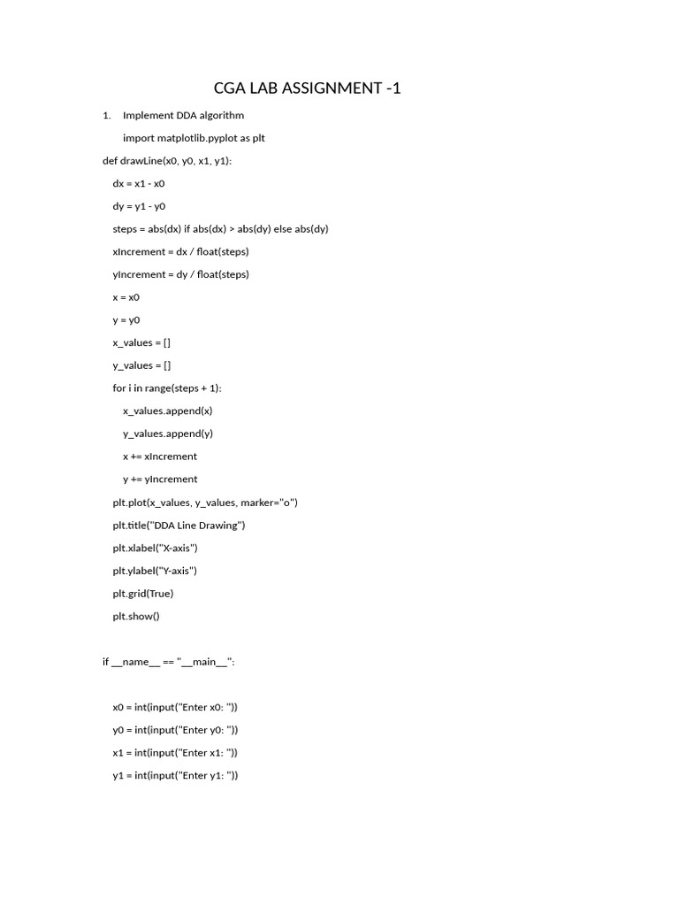 Cga Lab 1 | PDF