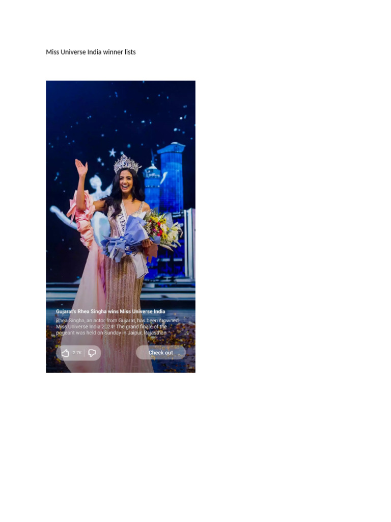 Miss Universe India Winners List | PDF