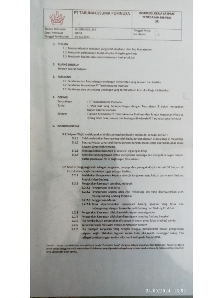 Sop Perusahaan | PDF