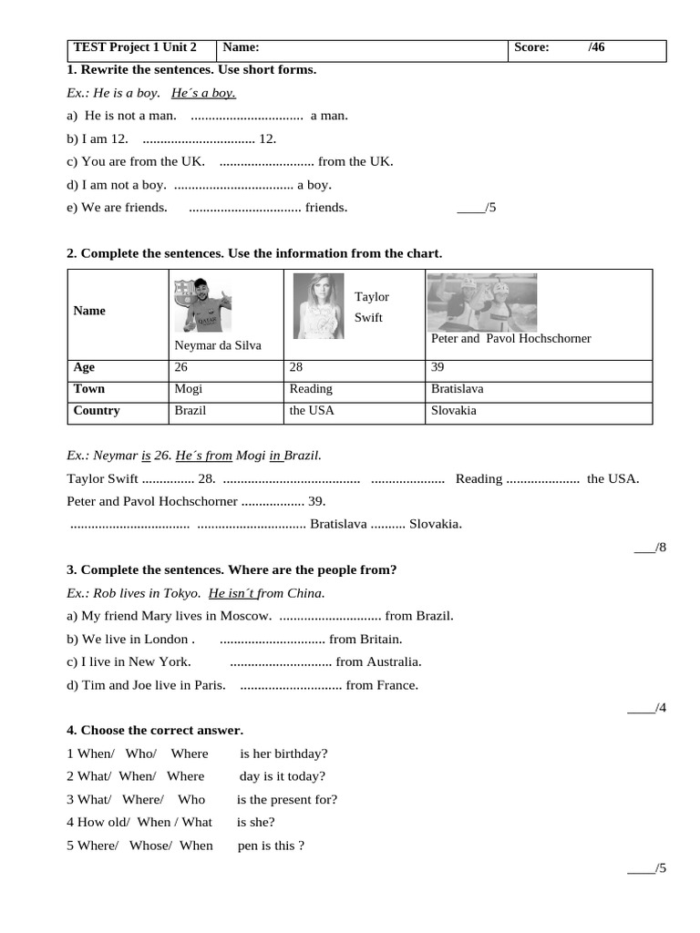 Test Project 1 Unit 2 | PDF