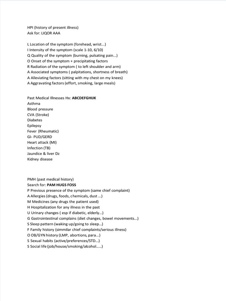 Tips Mnemonics For Clinical Exam | PDF