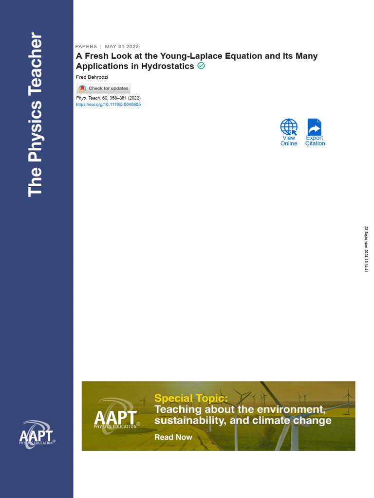 Behroozi 2022 A Fresh Look at The Young-Laplace Equation and Its Many Applications | PDF