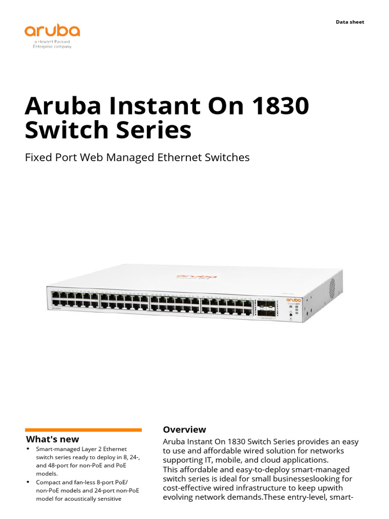 Aruba Instant on 1830 Switch Series-PSN1014563511NLEN | PDF