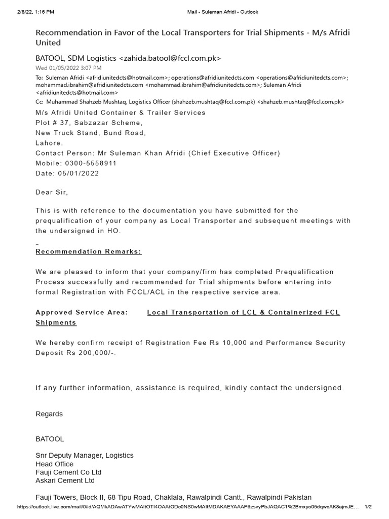 Fauji Cement Pre Qualify | PDF