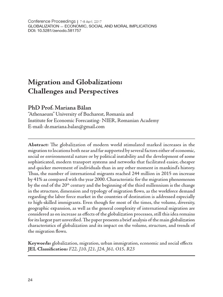 Migration and Globalization Challenges and Perspectives | PDF
