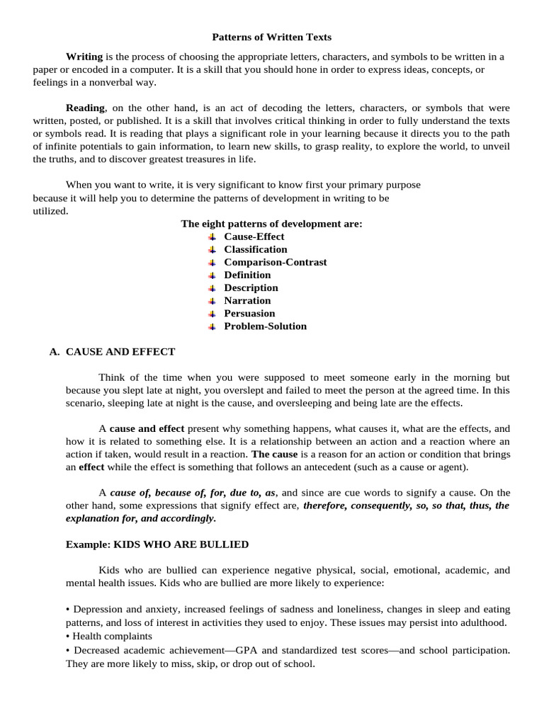 Patterns of Written Texts | PDF
