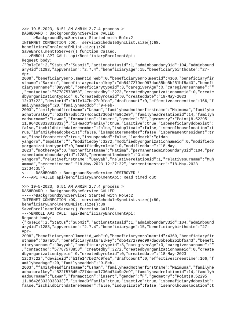 SyncLog - 19 5 2023 | PDF