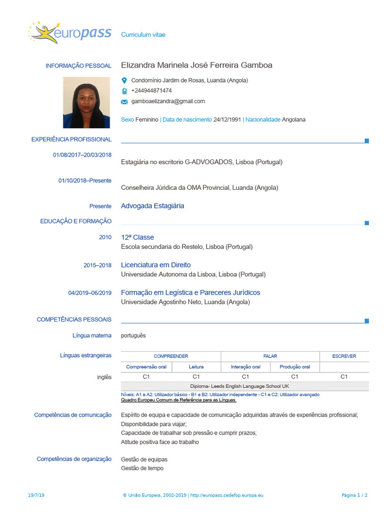 CV Europass 20190719 Gamboa PT | PDF