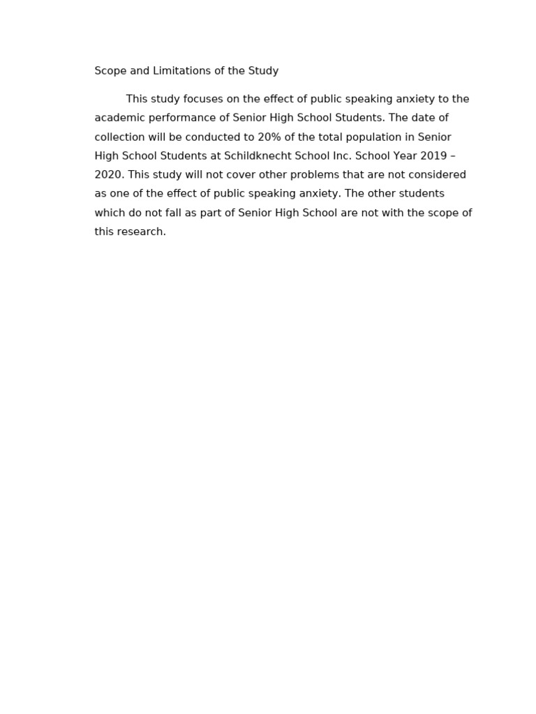 Scope and Limitations of the Study (Katrina) | PDF