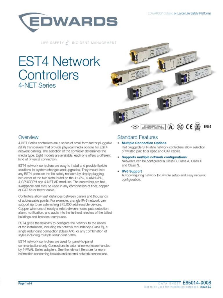 E85014-0008 - EST4 Network Controllers | PDF
