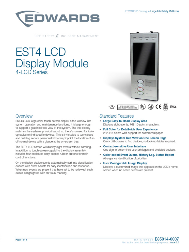 E85014-0007 - EST4 Liquid Crystal Display Modules | PDF