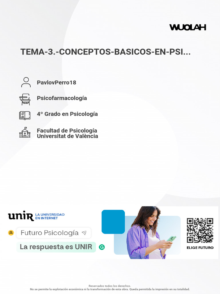 Wuolah Free Tema 3. Conceptos Basicos en Psicofarmacologia | PDF