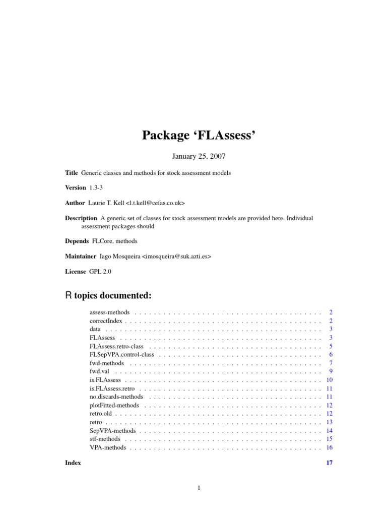Package Flassess': Topics Documented | PDF | Parameter (Computer Programming) | Boolean Data Type