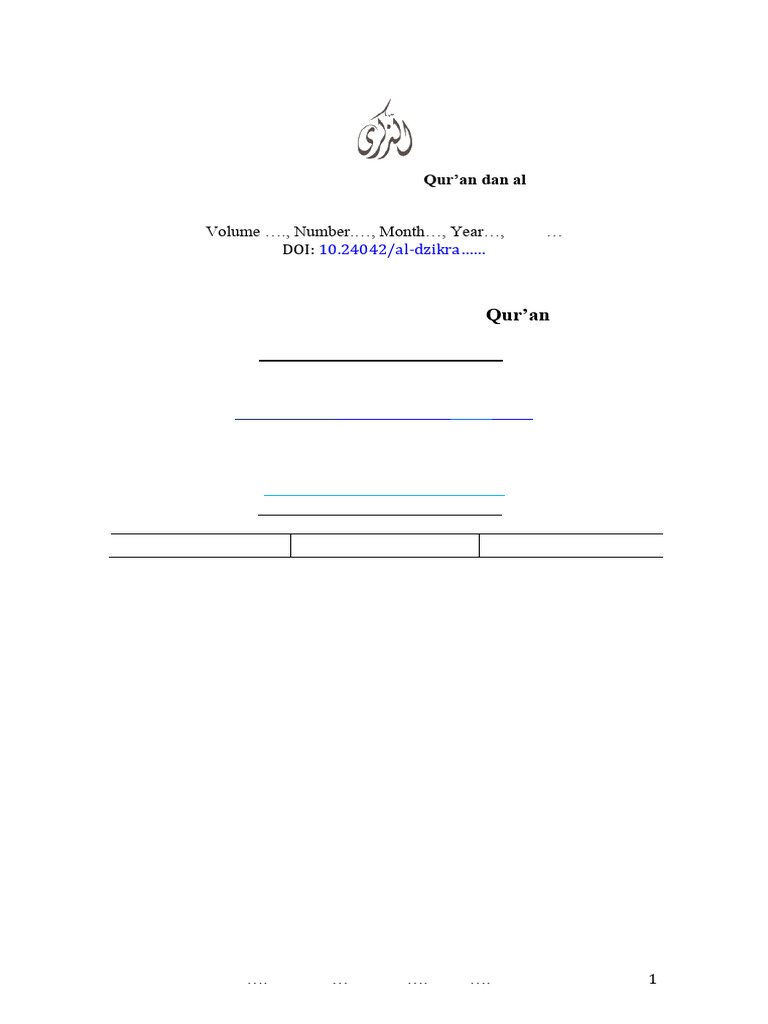 Template Jurnal Al Dzikra 1 | PDF