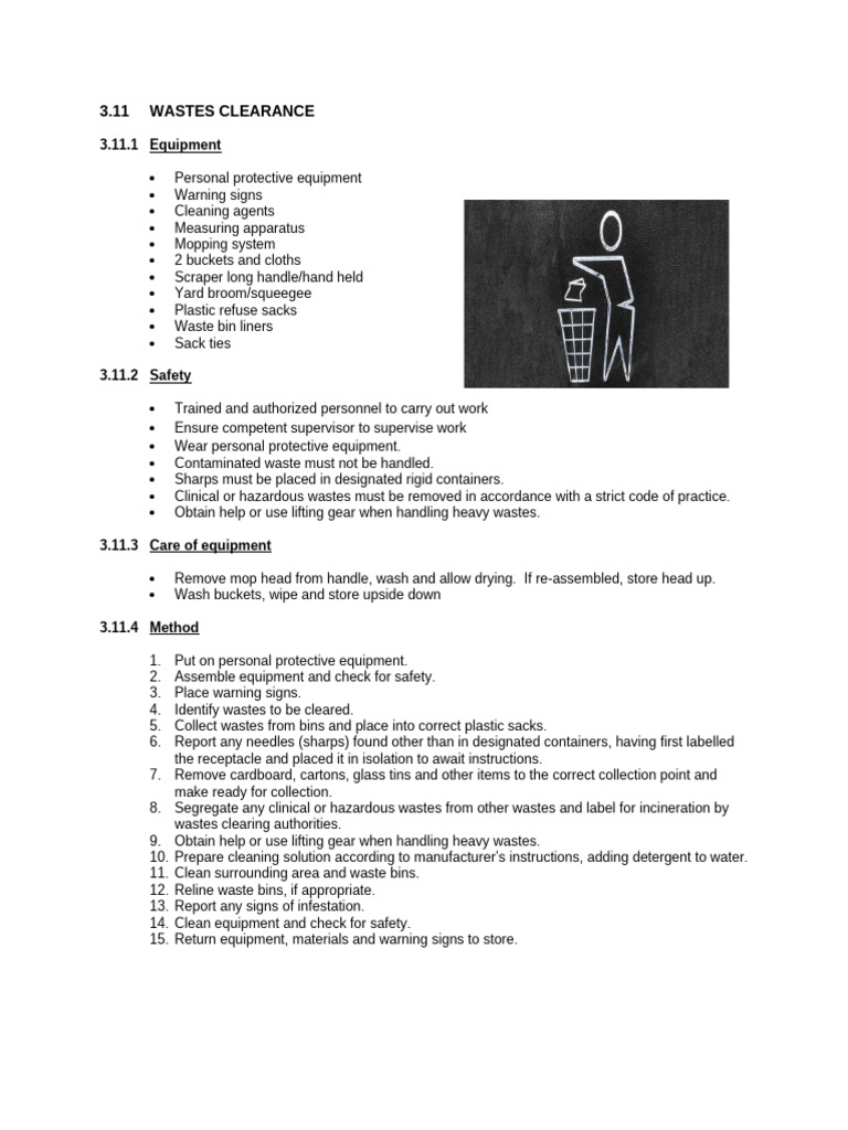 Waste Clearance Procedures and Safety | PDF