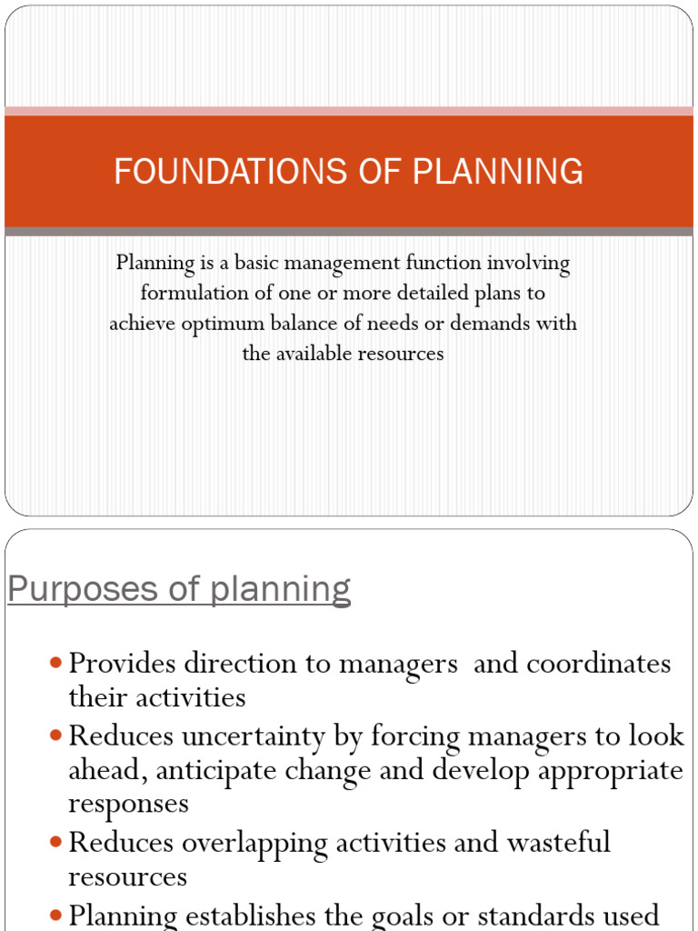 Ch 6 - FOUNDATIONS OF PLANNING | PDF