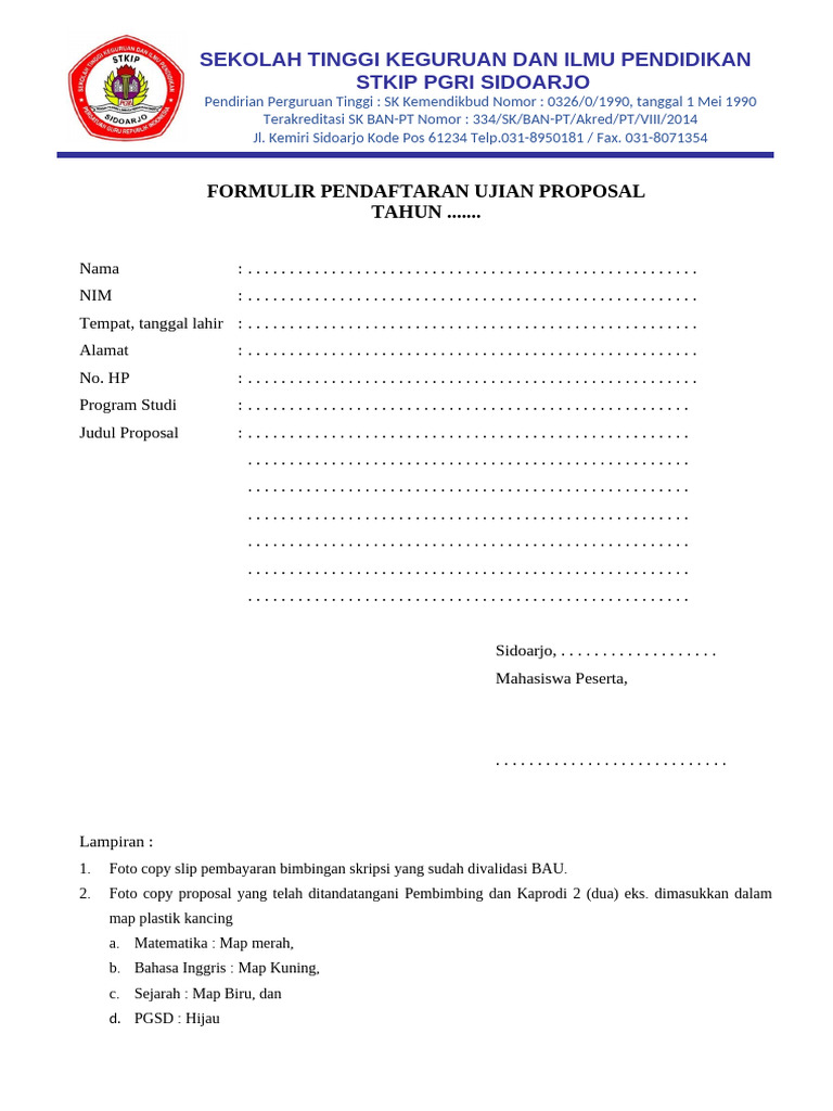Formulir Ujian Proposal | PDF