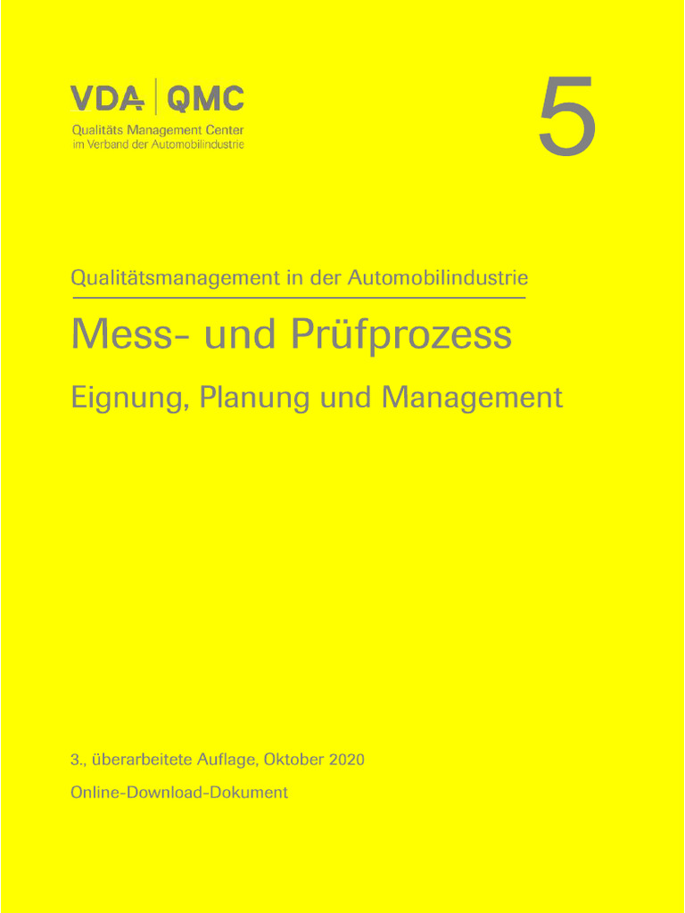 VDA 5 Gelbband de 3. Auflage 2020 M. S. | PDF
