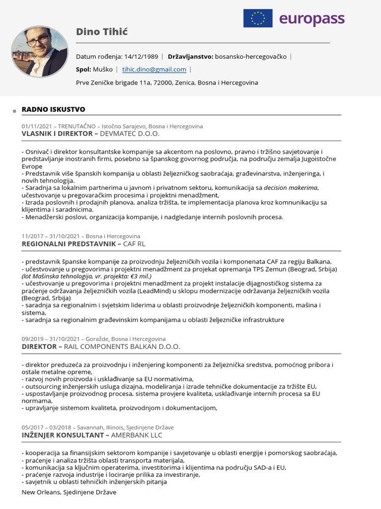 Dino Tihic CV 01 2022 | PDF