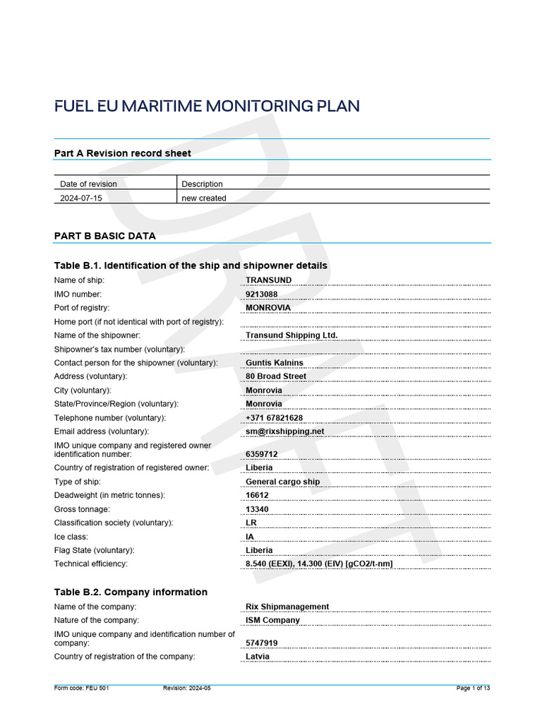 FuelEU Plan - 9213088 - 2024-07-22 | PDF